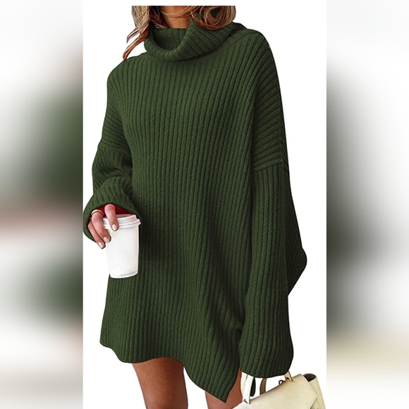 LILLUSORY | Dresses | Green Turtle Neck Sweater Dress | Poshmark